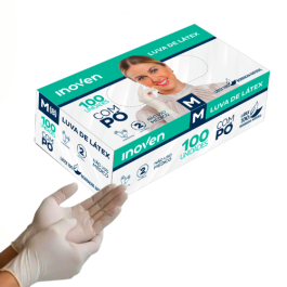 Luvas Descartáveis Látex m C/pó 100 Unidades Inoven